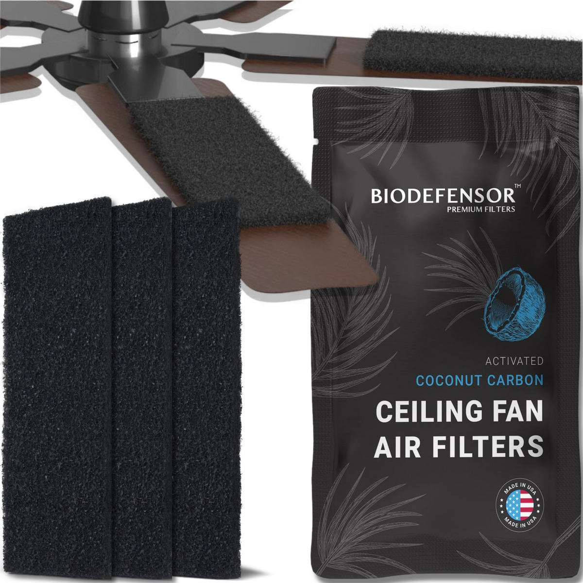 Activated Carbon Ceiling Fan Filters - Adsorbs Odors, Gases, VOCs, Dus ...